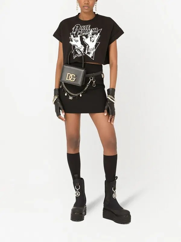 Dolce & Gabbana Logo-appliqué Double Crepe Miniskirt