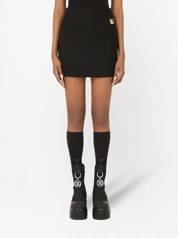 Dolce & Gabbana Logo-appliqué Double Crepe Miniskirt