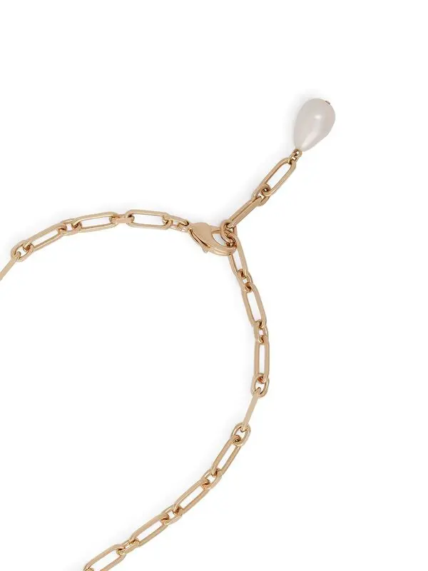 Dolce & Gabbana Dg Logo Pearl-embellished Necklace - Gold