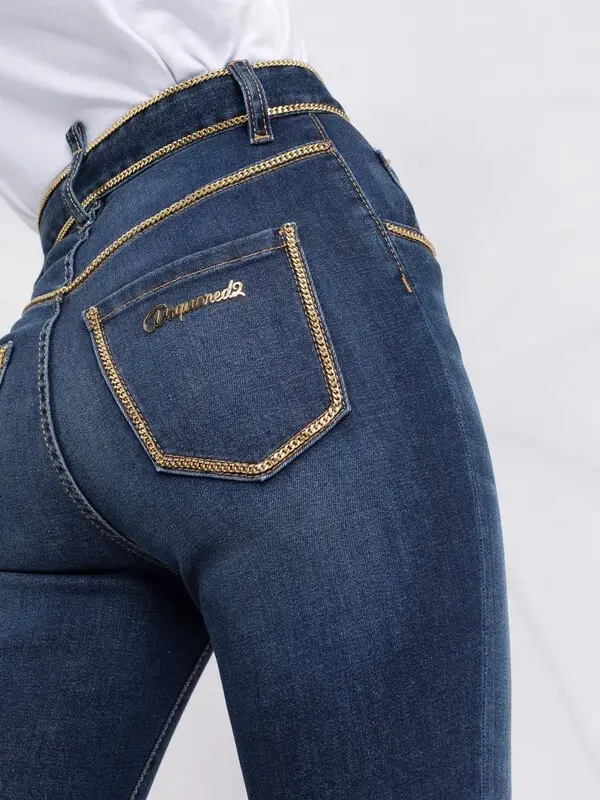 Dsquared2 High-waisted Chain-trim Cropped Jeans
