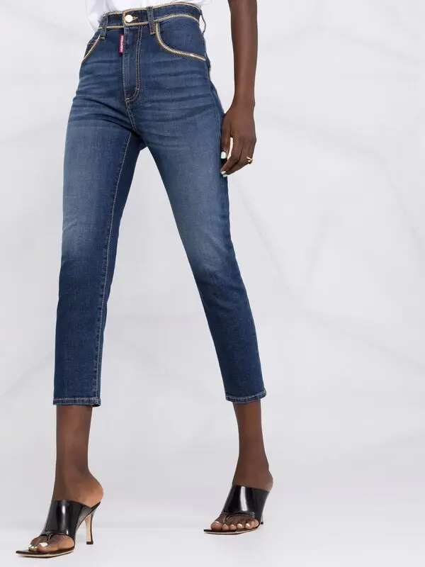 Dsquared2 High-waisted Chain-trim Cropped Jeans
