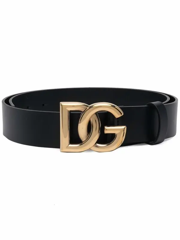 Dolce & Gabbana Dg Logo Calf-leather Belt - Black