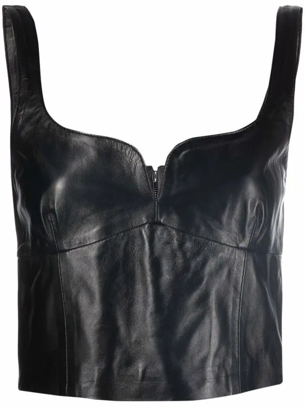 MANOKHI Cropped Leather Vest