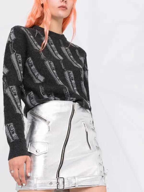 MANOKHI Biker-style Metallic Leather Skirt