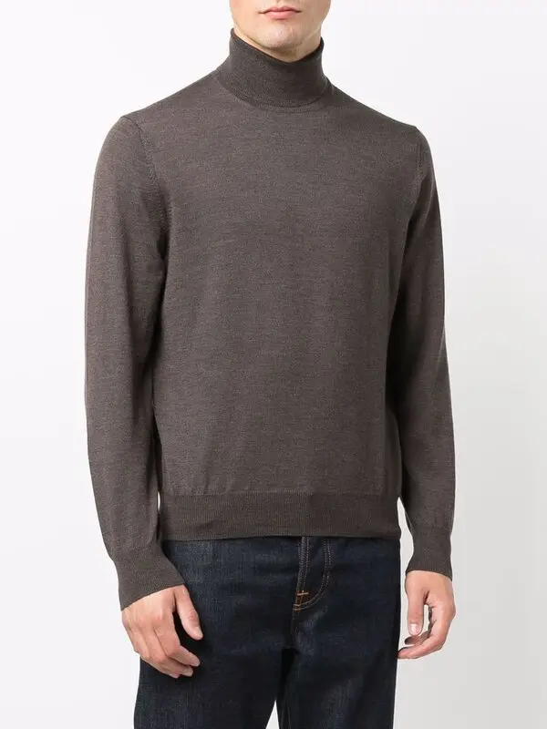 D4.0 Knitted Roll Neck Jumper - Brown