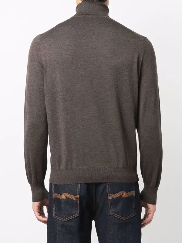 D4.0 Knitted Roll Neck Jumper - Brown