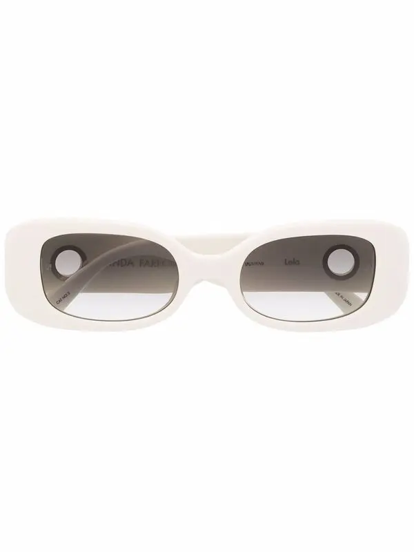 Linda Farrow Eyelet Embellished Oval Frame Sunglasses - White