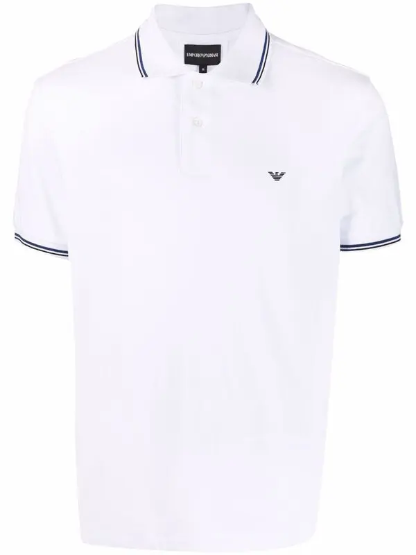 Emporio Armani Logo-print Cotton Polo Shirt - White