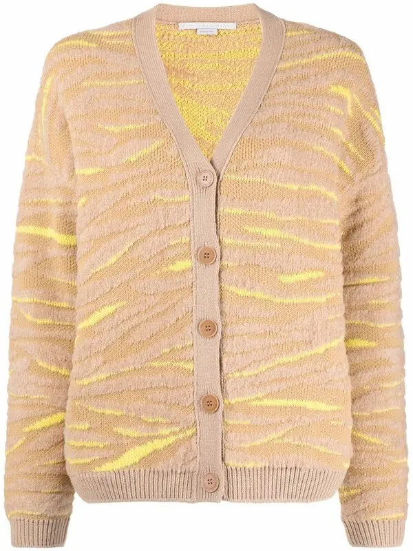Stella McCartney Tiger-pattern Knitted Cardigan - Neutrals