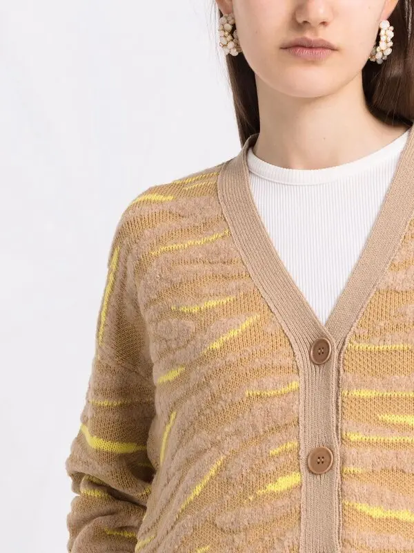 Stella McCartney Tiger-pattern Knitted Cardigan - Neutrals