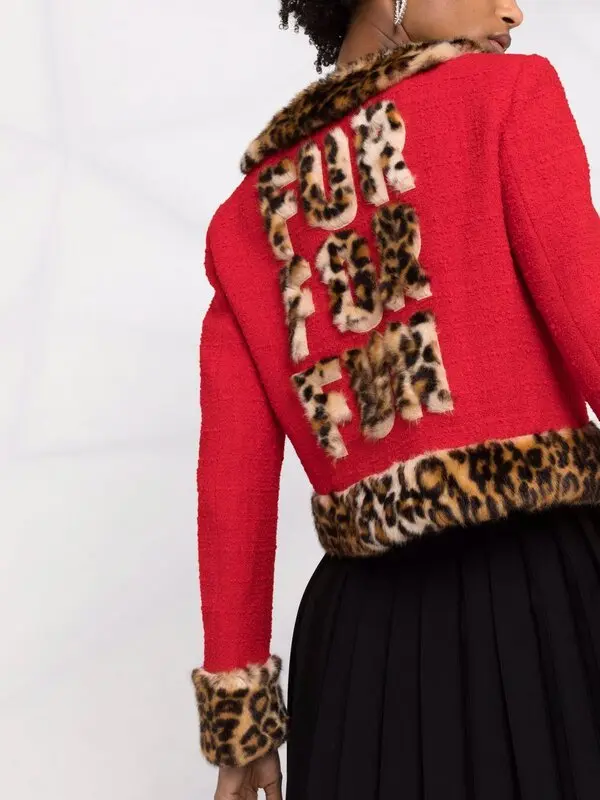 Moschino Leopard Print-applique Bouclè-tweed Jacket