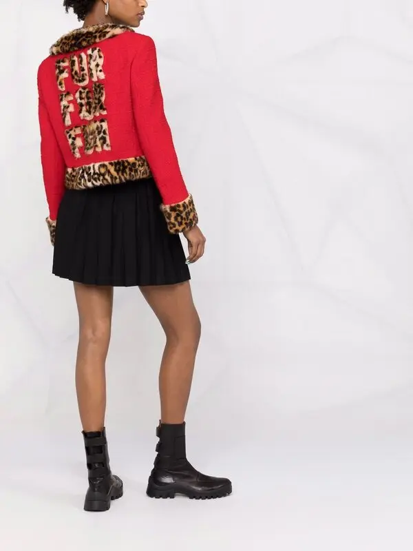 Moschino Leopard Print-applique Bouclè-tweed Jacket