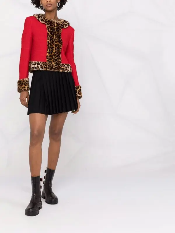 Moschino Leopard Print-applique Bouclè-tweed Jacket