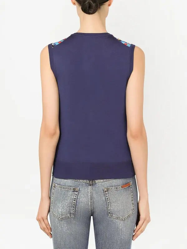 Dolce & Gabbana Carretto-print Silk Vest - Blue