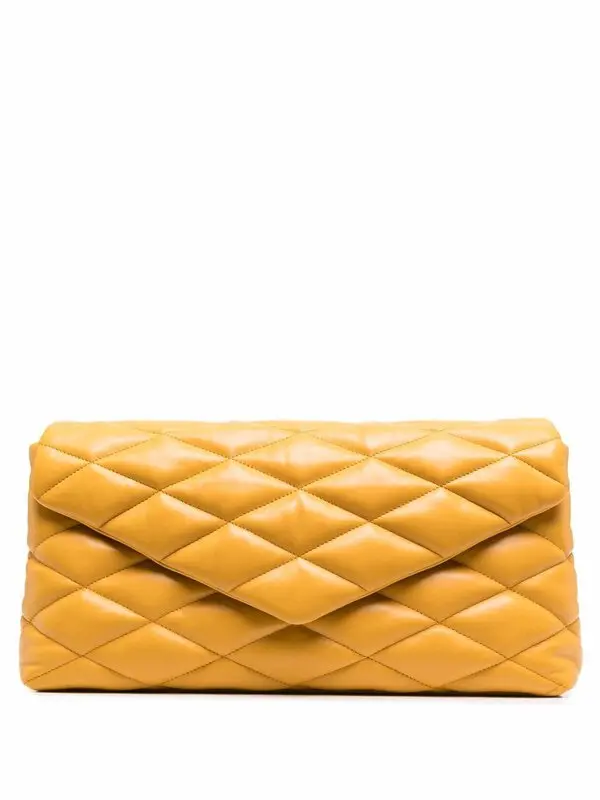 Saint Laurent Sade Puffer Envelope Clutch Bag Yellow Editorialist