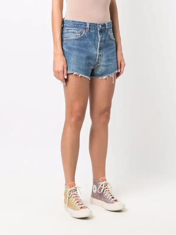 RE/DONE Raw-edge Denim Shorts