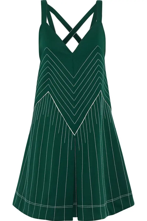 Valentino Garavani Pleated Stretch-Ponte Mini Dress In Dark Green - 70% Off  | Editorialist