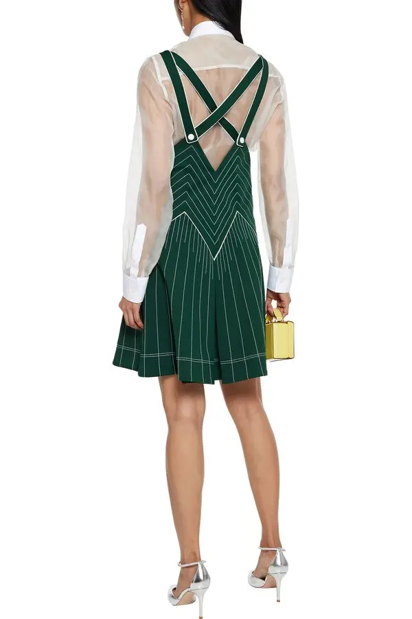 valentino green pleated dress MICRO FAILLE SHORT DRESS