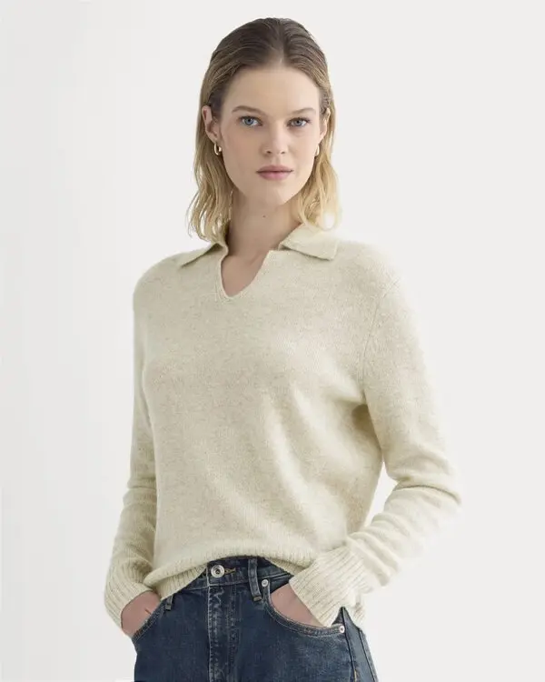 Everlane Cashmere Polo Sweater - Canvas
