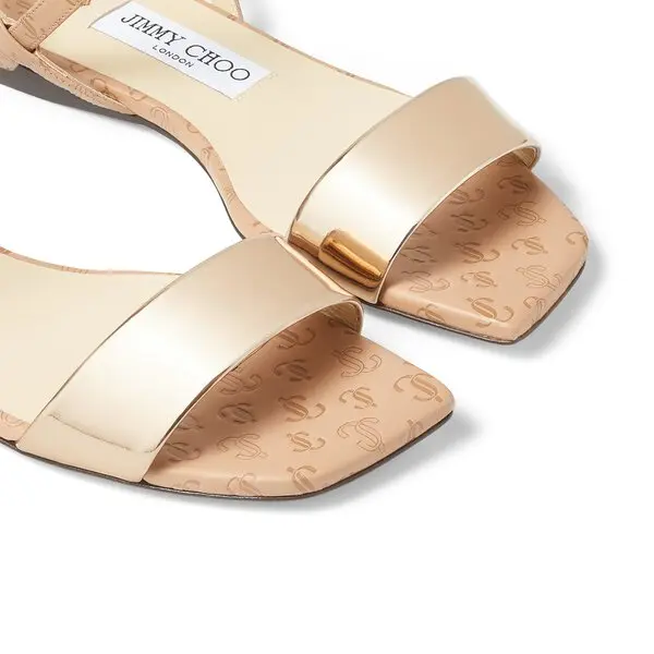 Jimmy Choo Aadra Flat Sunkissed Liquid Metal Leather Flat Sandals