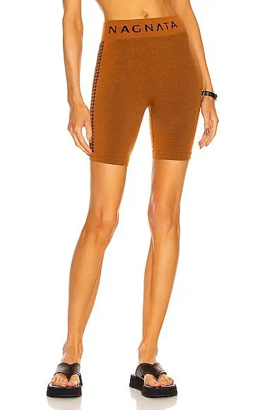NAGNATA Suki Side Stripe Biker Short In Cognac