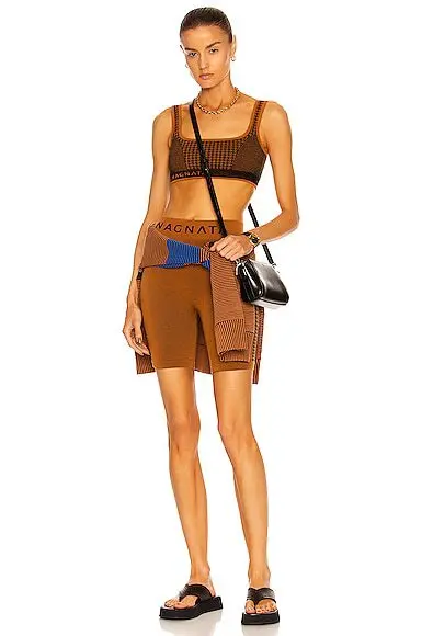 NAGNATA Suki Side Stripe Biker Short In Cognac