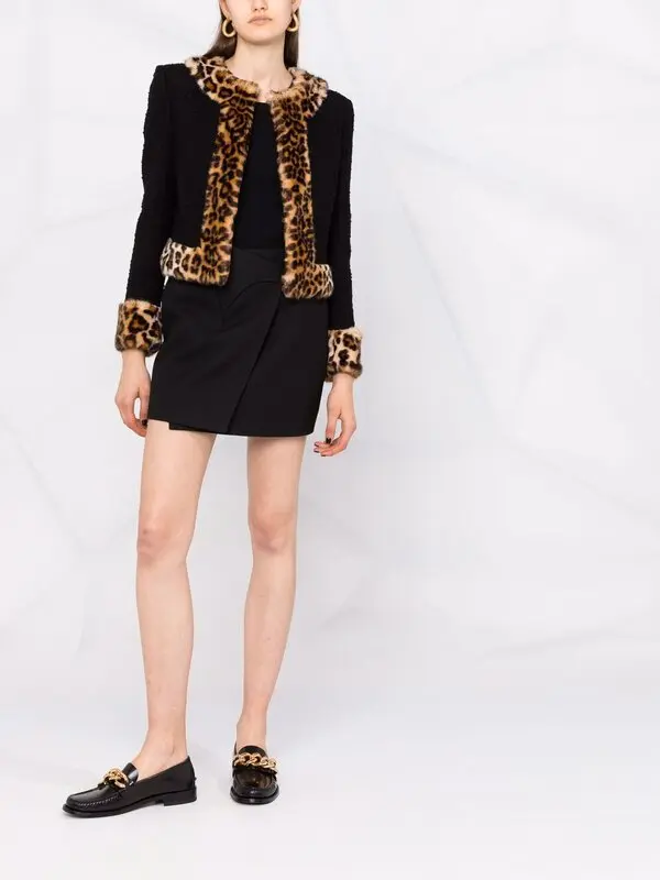 Moschino Leopard-print Faux Fur-trimmed Jacket