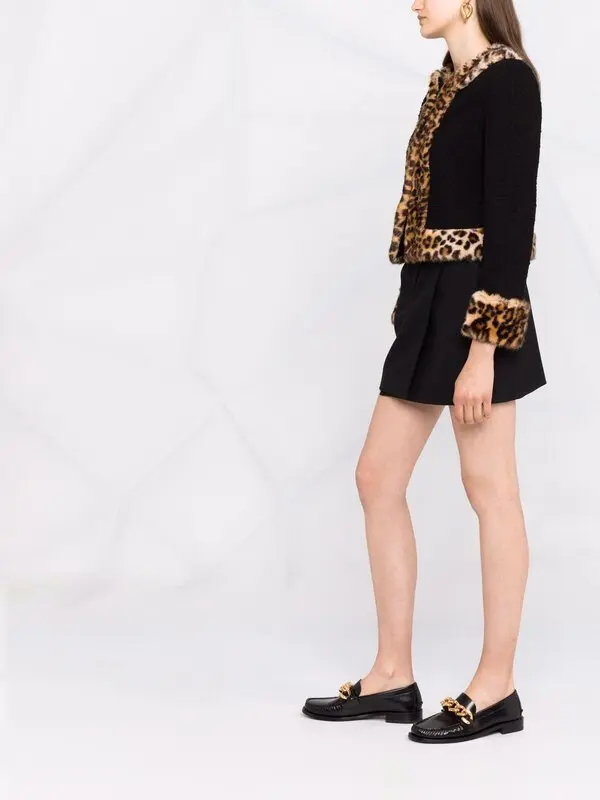 Moschino Leopard-print Faux Fur-trimmed Jacket