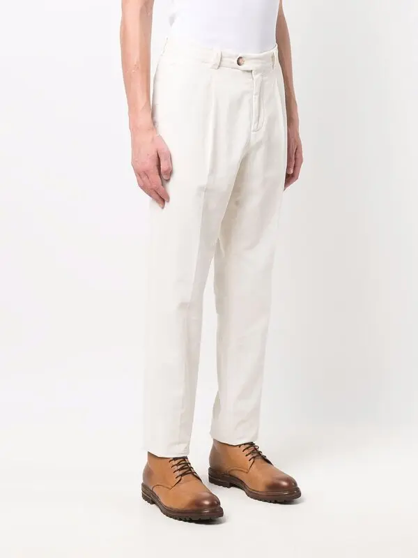 Brunello Cucinelli Pleat-detail Cotton Trousers - Neutrals