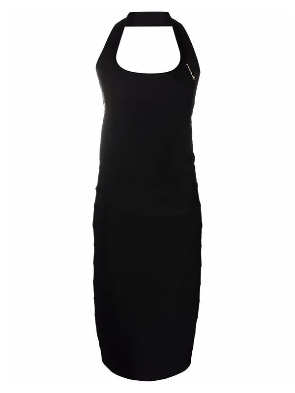 Versace Safety-pin Detail Halterneck Dress