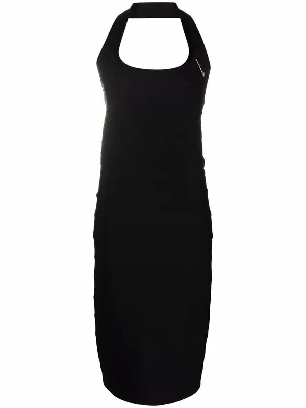 Versace Safety-pin Detail Halterneck Dress
