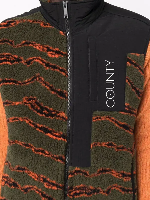 COUNTY OF MILAN Marcelo Burlon Camouflage-print Pile Zipped Gilet