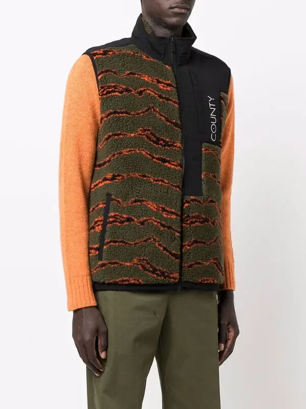 COUNTY OF MILAN Marcelo Burlon Camouflage-print Pile Zipped Gilet