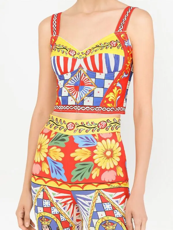 Dolce & Gabbana Carretto-print Bustier Top