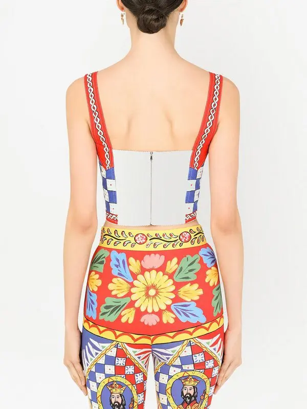 Dolce & Gabbana Carretto-print Bustier Top