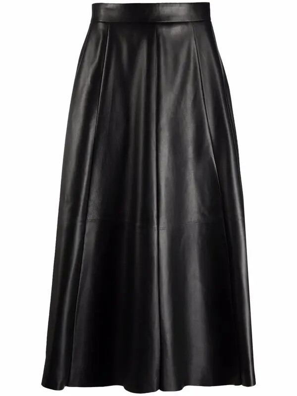 Ralph Lauren Leather A-line Midi Skirt
