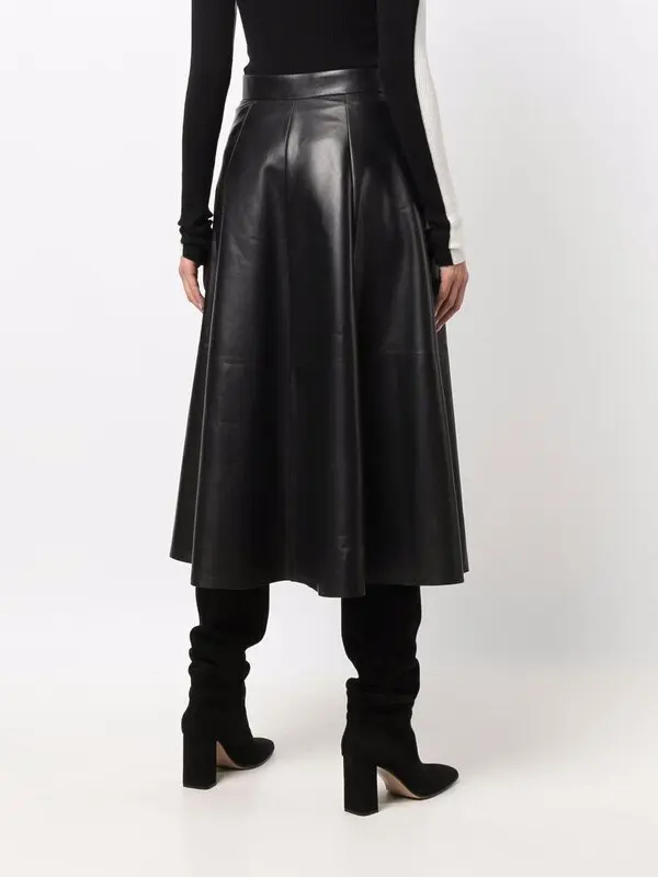 Ralph Lauren Leather A-line Midi Skirt