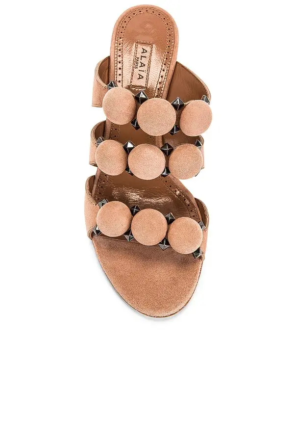 Alaïa Pom Pom Studded Mules - Chair