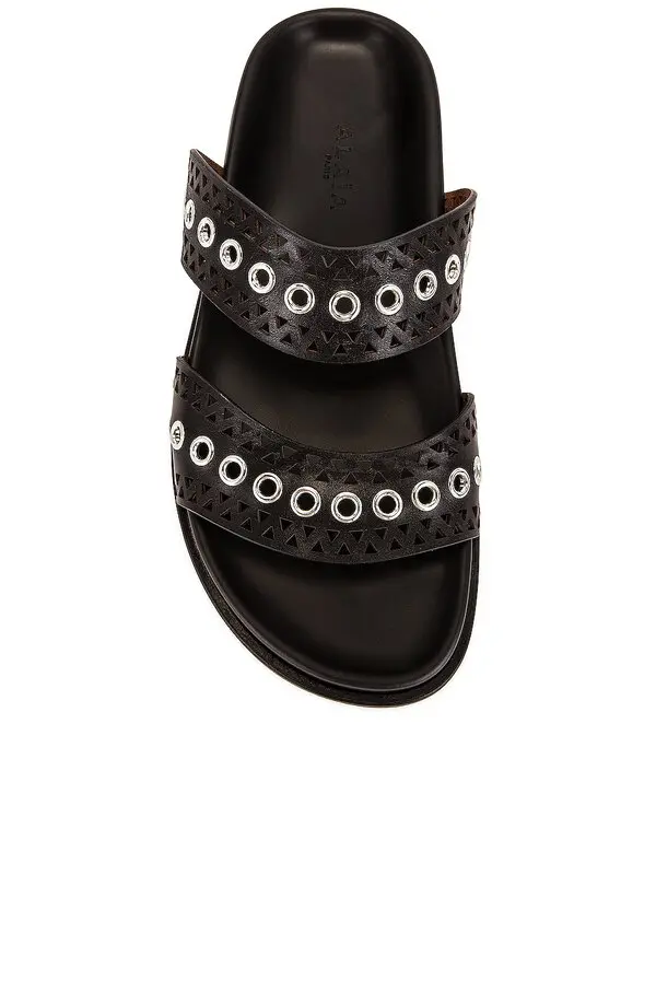 Alaïa Perforated Eyelet Slides