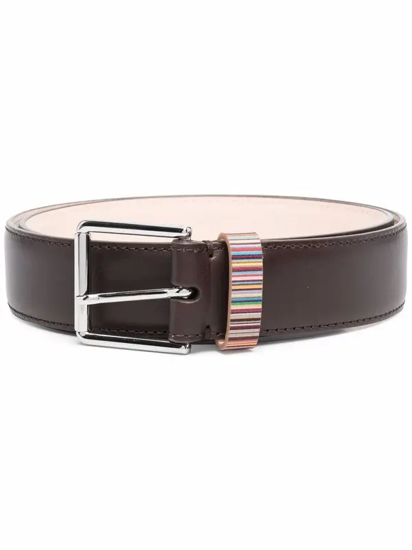 Paul Smith Contrast Stripe Leather Belt - Brown