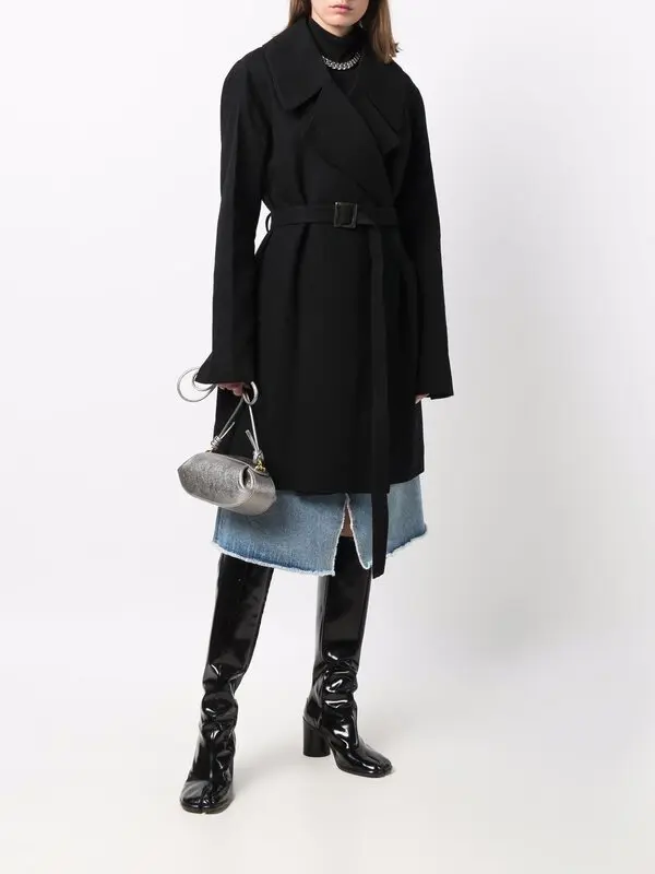 Rick Owens Belted Cotton Midi Coat