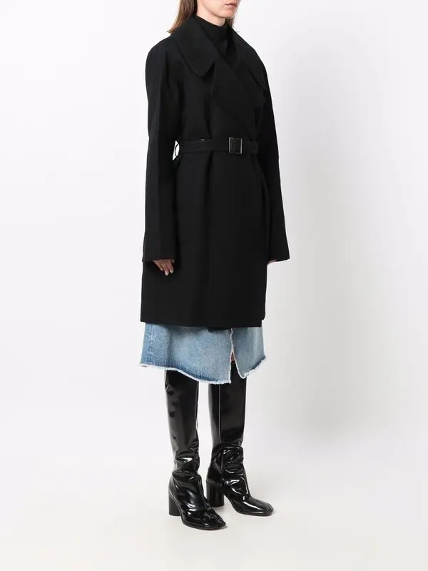 Rick Owens Belted Cotton Midi Coat