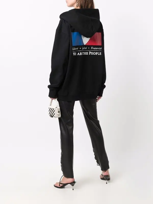 Vetements We Are The People Zipped Hoodie In Black - 48% Off
