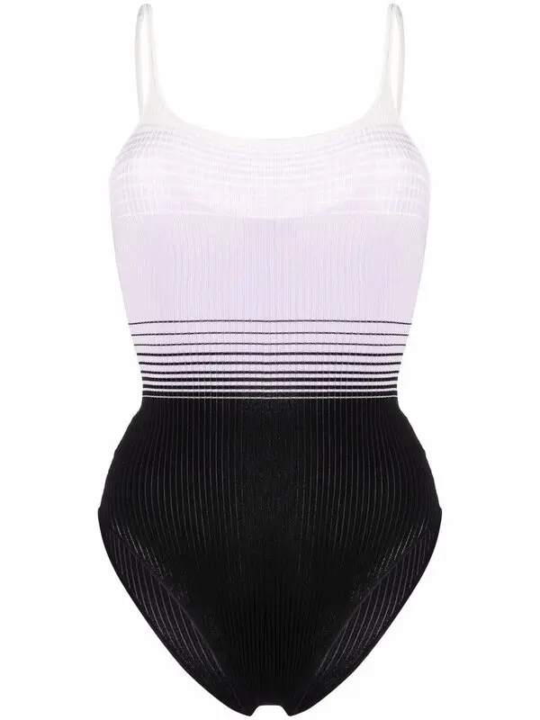 Missoni Ribbed-knit Two-tone One-piece