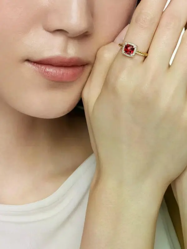 David Yurman 18kt Yellow Garnet And Diamond Ring