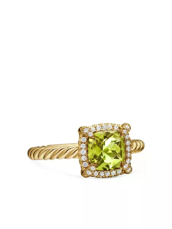 David Yurman 18kt Yellow Petite Chatelaine Peridot And Diamond Ring - Gold