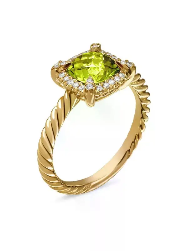 David Yurman 18kt Yellow Petite Chatelaine Peridot And Diamond Ring - Gold