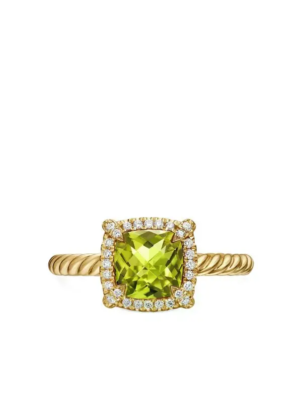 David Yurman 18kt Yellow Petite Chatelaine Peridot And Diamond Ring - Gold