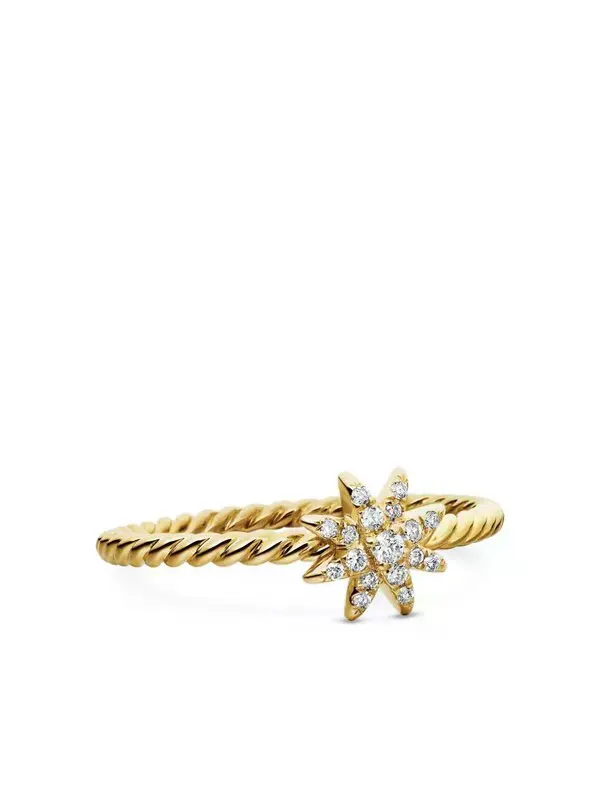 David Yurman 18kt Yellow Starburst Diamond Ring - Gold