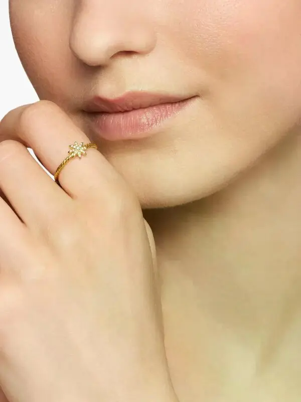 David Yurman 18kt Yellow Starburst Diamond Ring - Gold